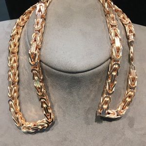 TGDJ | Accessories | Mens Byzantine Chain In 4k Solid Rose Gold 77mm ...